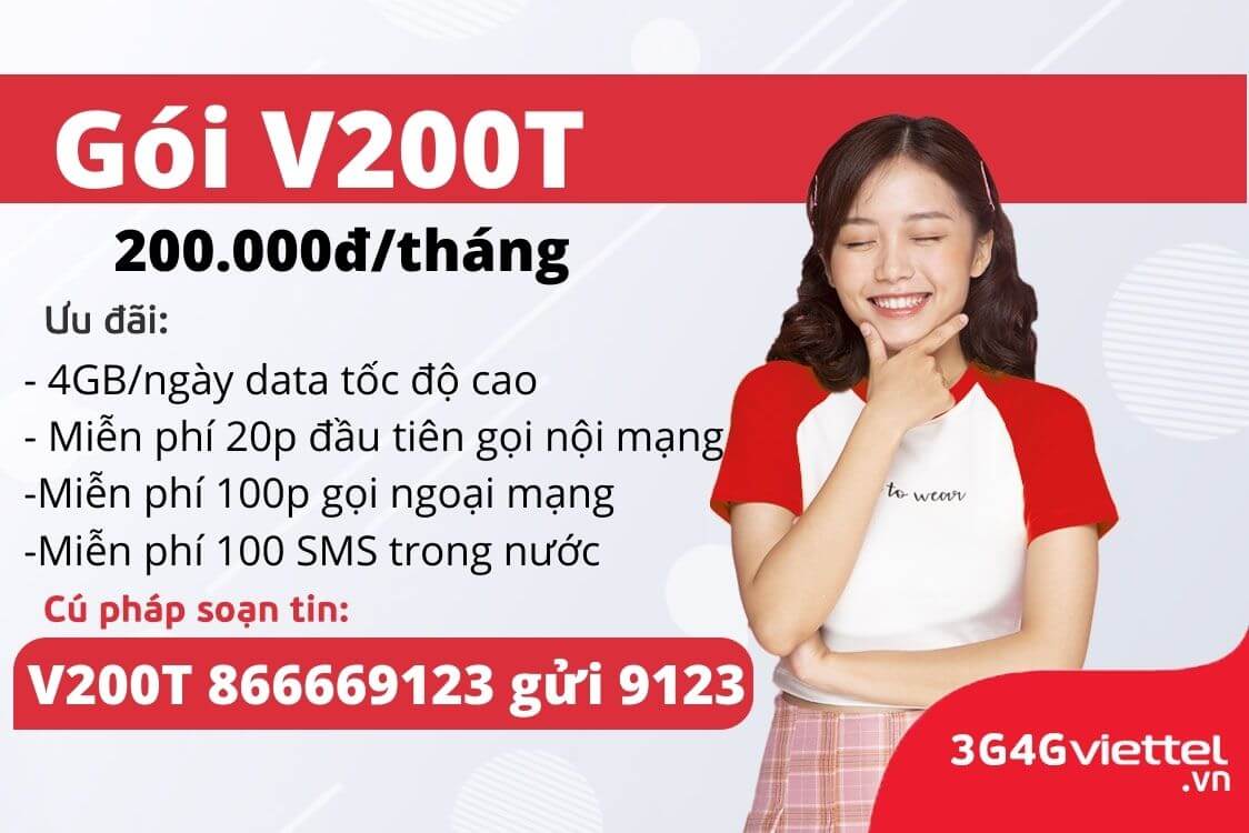 V200T Viettel 4GB Data Tốc Cao Dùng Trong Ngày - Đăng Ký 3G 4G Viettel
